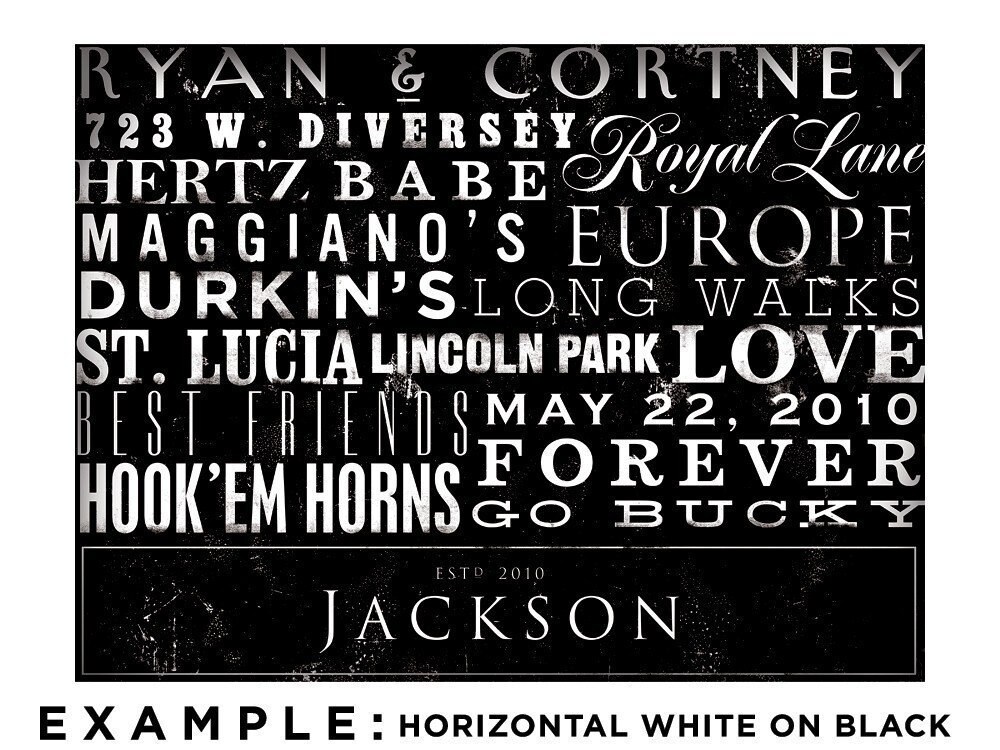 Custom Typography Graphic Art on Canvas 18 X 24 by Gemini | Etsy