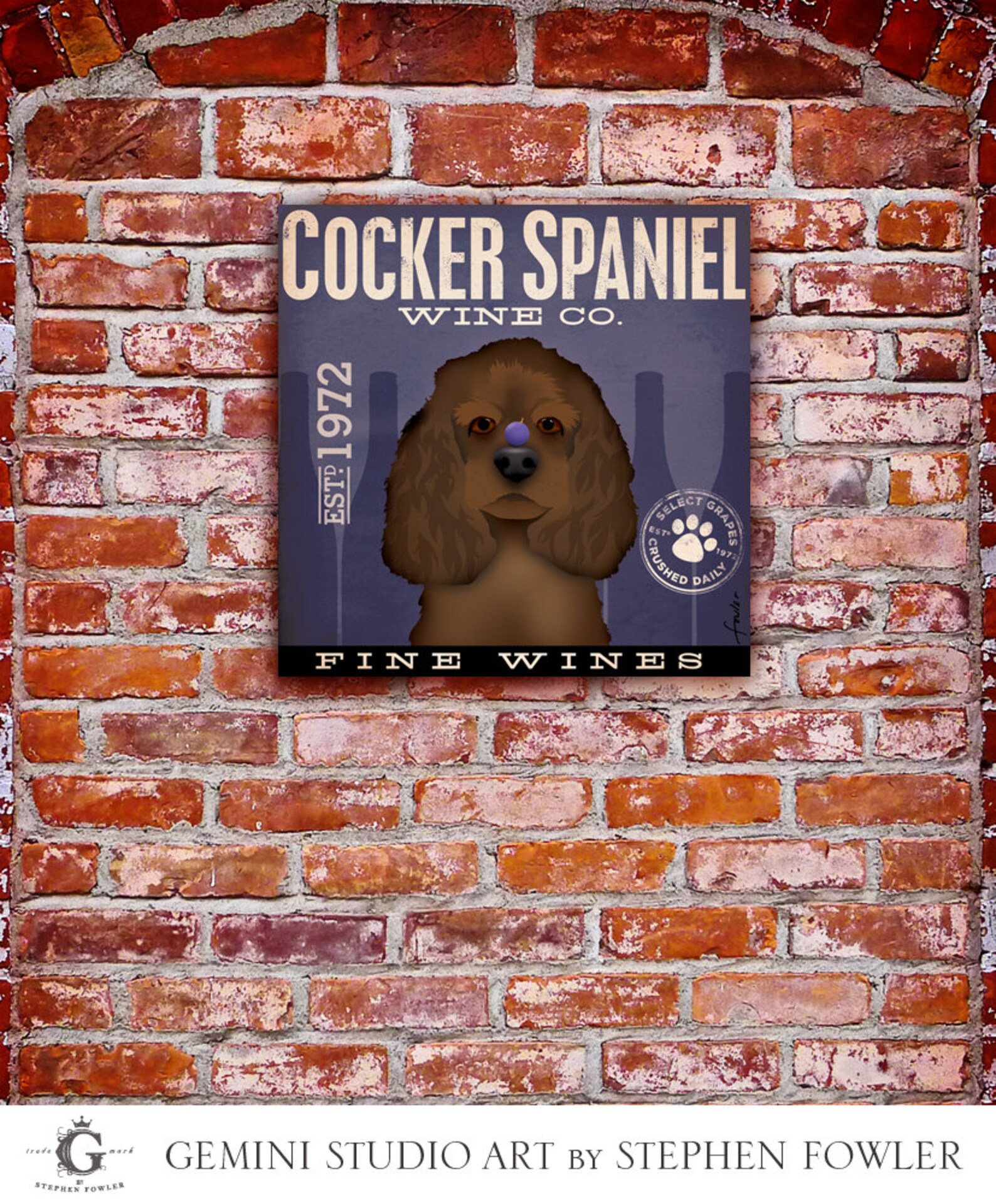 Cocker Spaniel Wine Company Original Graphic Art on Gallery - Etsy