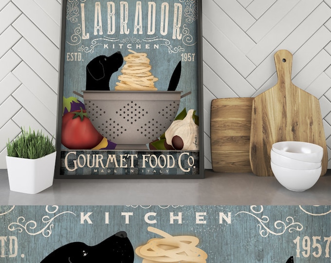 Lab Black Lab Labrador Dog Kitchen Artwork Chef Cooking Dog ...