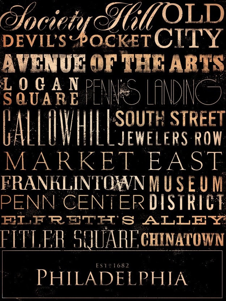 Philadelphia Neighborhoods Typography Graphic Art Giclee - Etsy