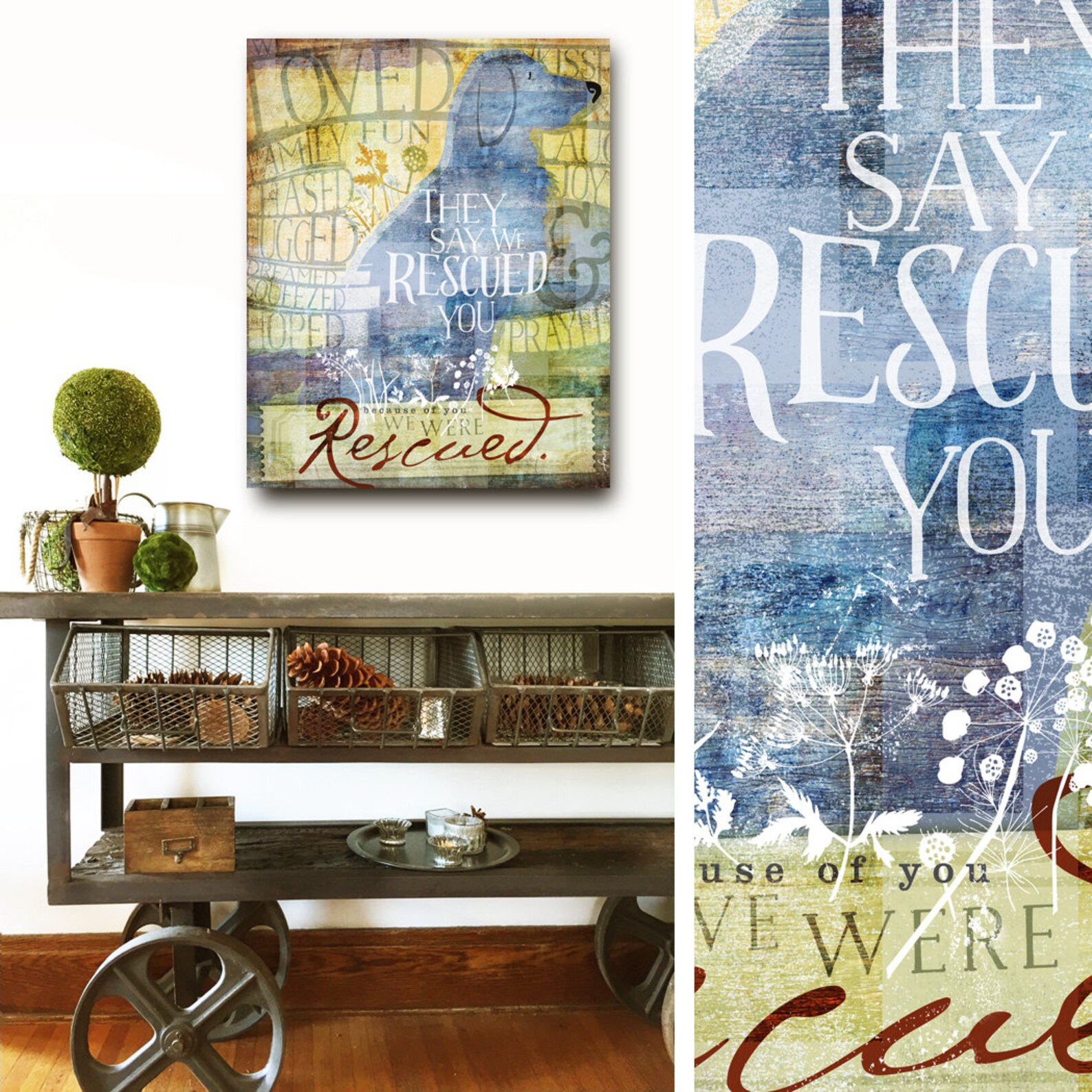 Rescue Dog Art Artwork on Gallery Wrapped Canvas by Stephen - Etsy