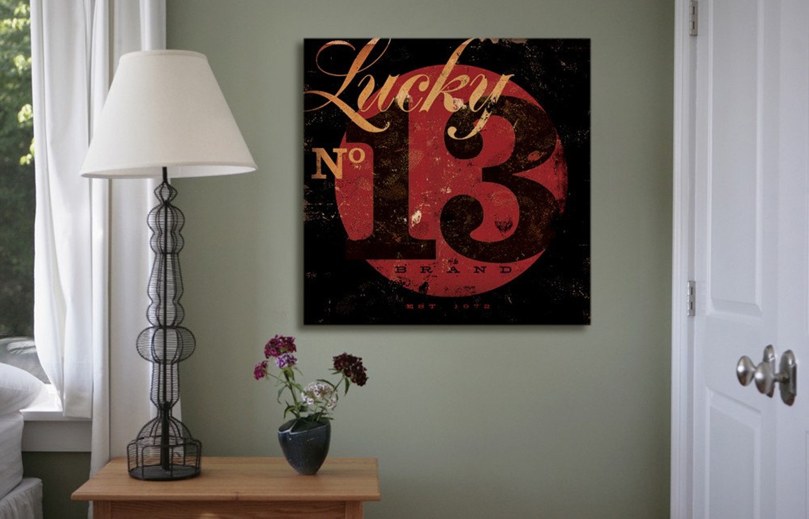 Lucky Number 13 Brand Graphic Artwork on Canvas 14 X 14 X 1.5 - Etsy