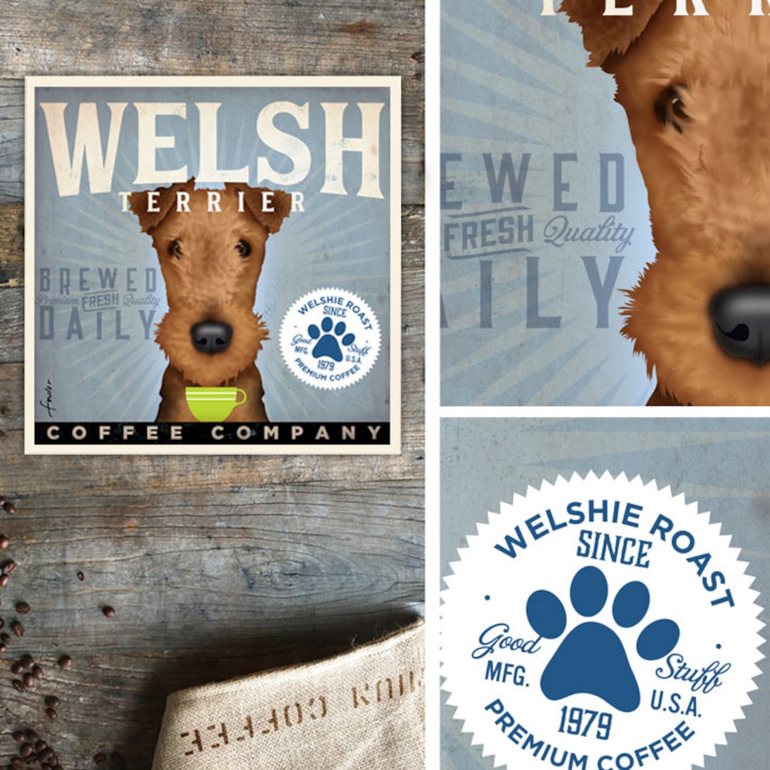 Welsh Terrier Welshie Dog Roast Artwork Graphic Archival Print by ...