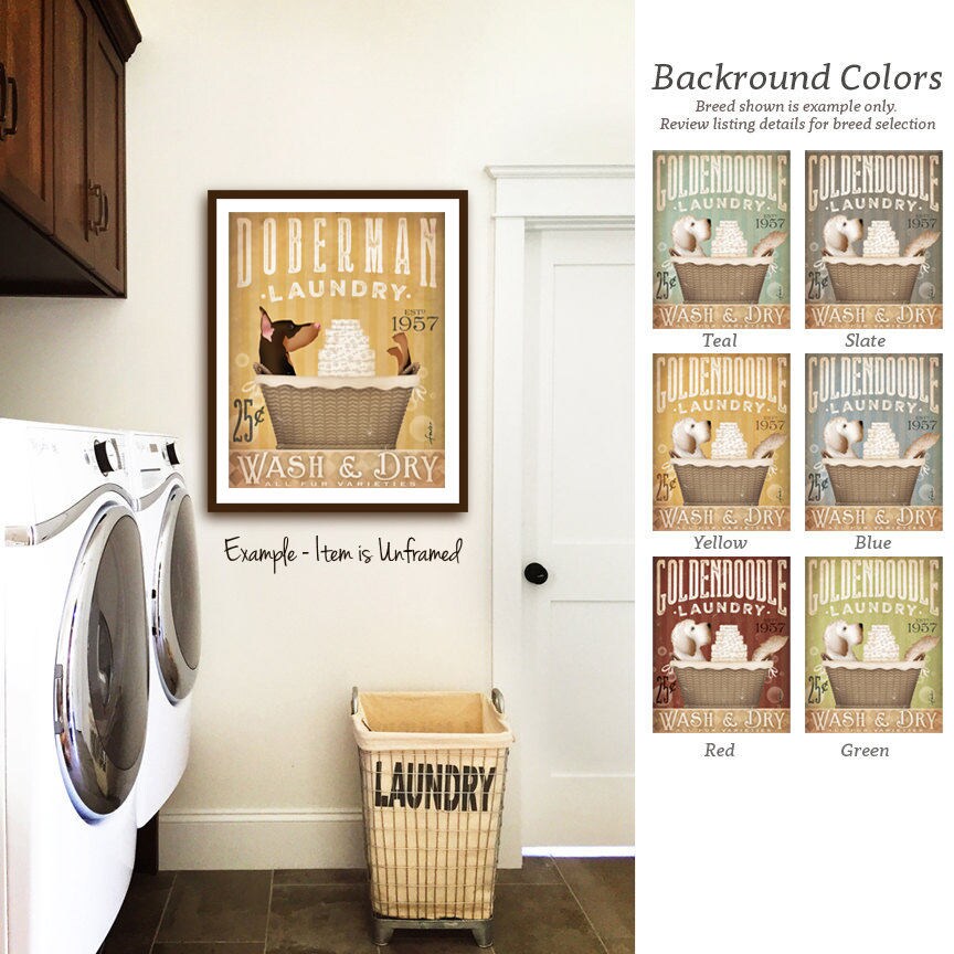 Doberman Pinscher Dog Laundry Basket Company Laundry Room Artwork ...