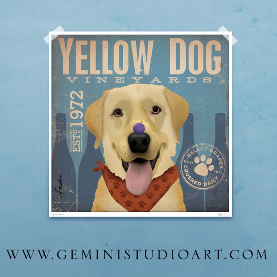 Yellow Dog Lab Labrador Art Arwork Wine Winery - Etsy