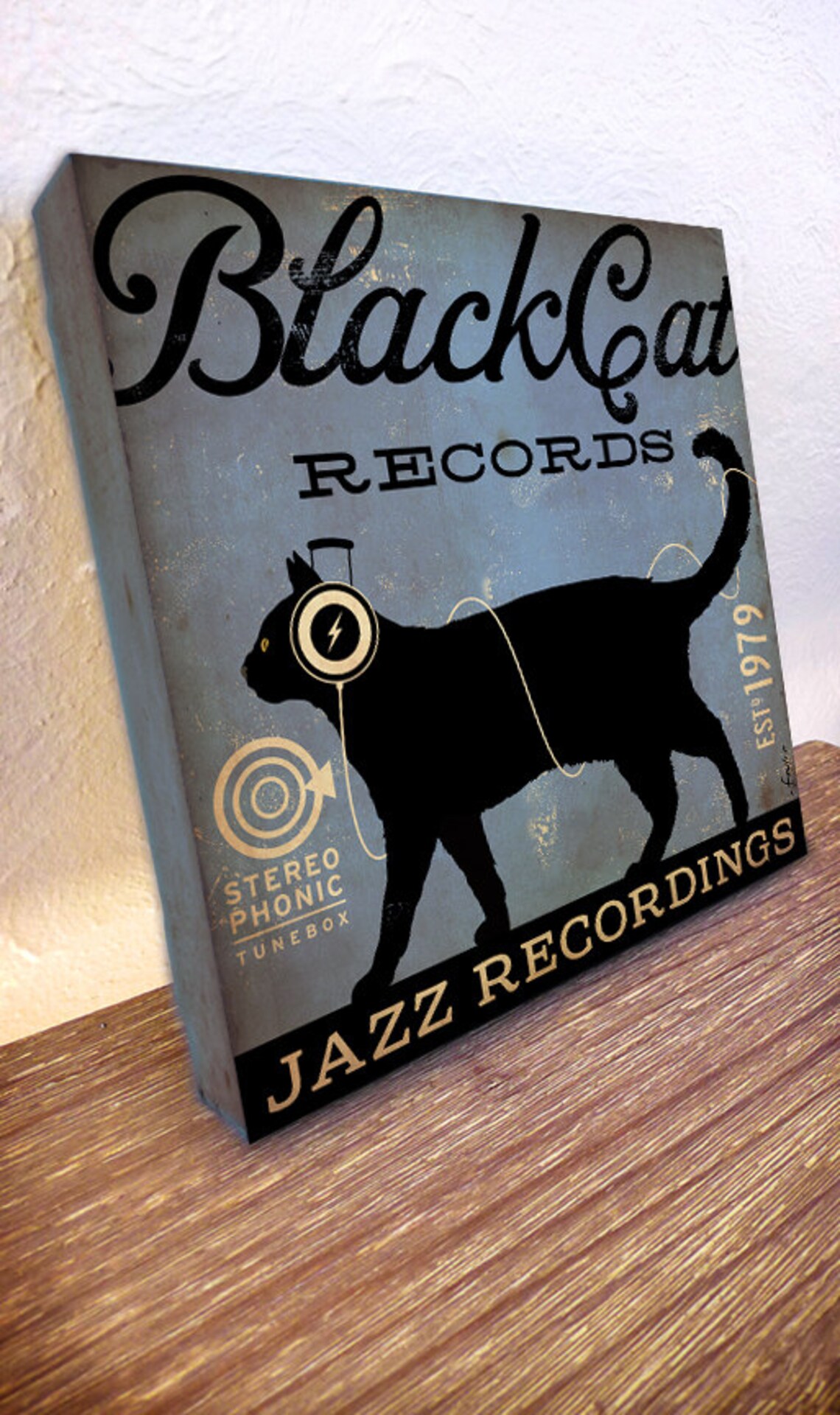 Black Cat Cat Records Album Cat Lover Music Wall Art | Etsy