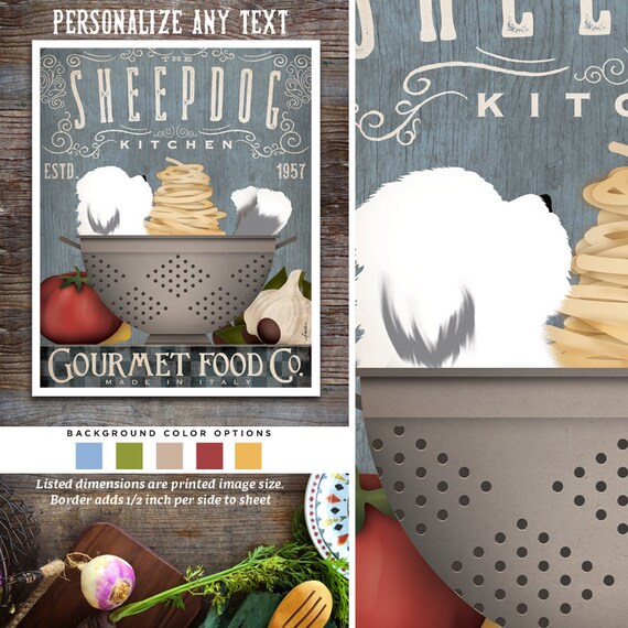 Sheepdog Old English OES Olde Kitchen Chef Cooking | Etsy