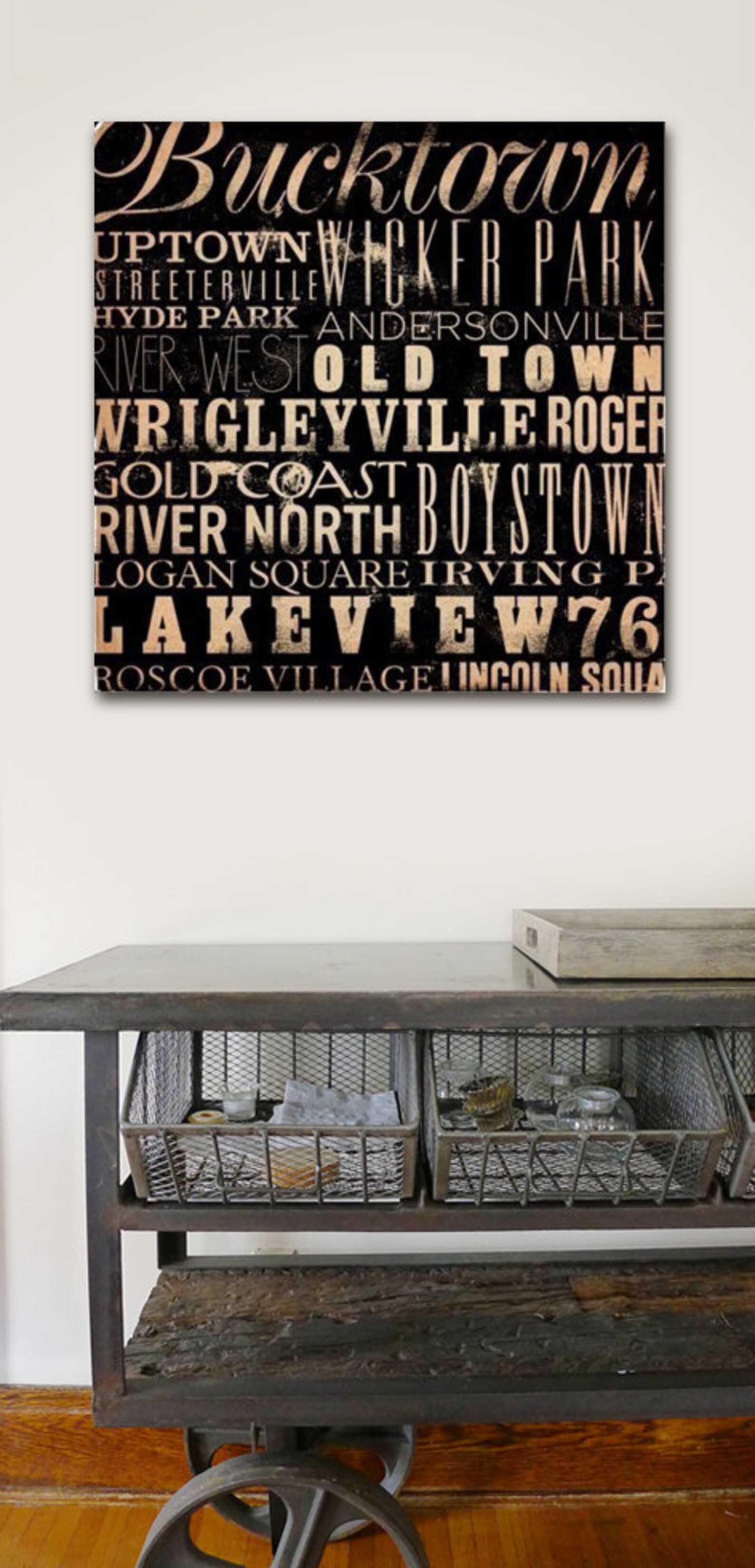 Chicago Neighborhoods Typography Graphic Art on Gallery - Etsy