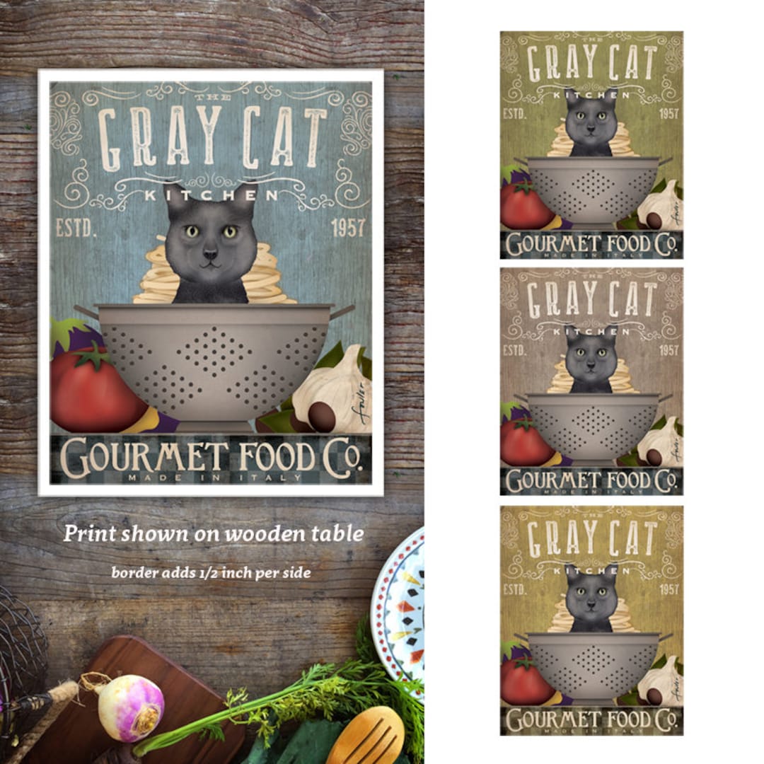 Gray, Grey, Gray Cat, Cat, Kitchen, Chef, Cooking, Cooking Decor ...