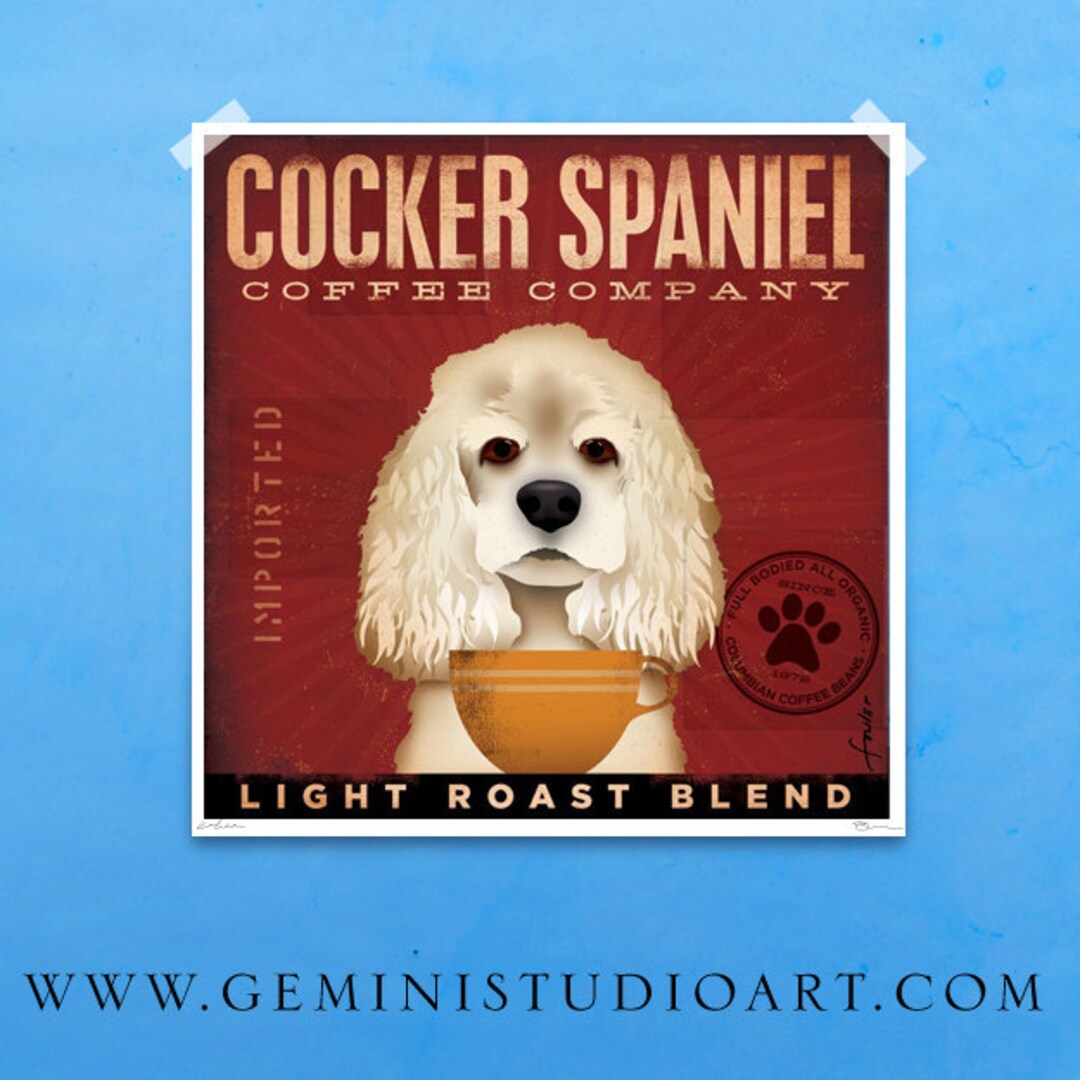 Cocker Spaniel Coffee Company Original Graphic Illustration Giclee ...