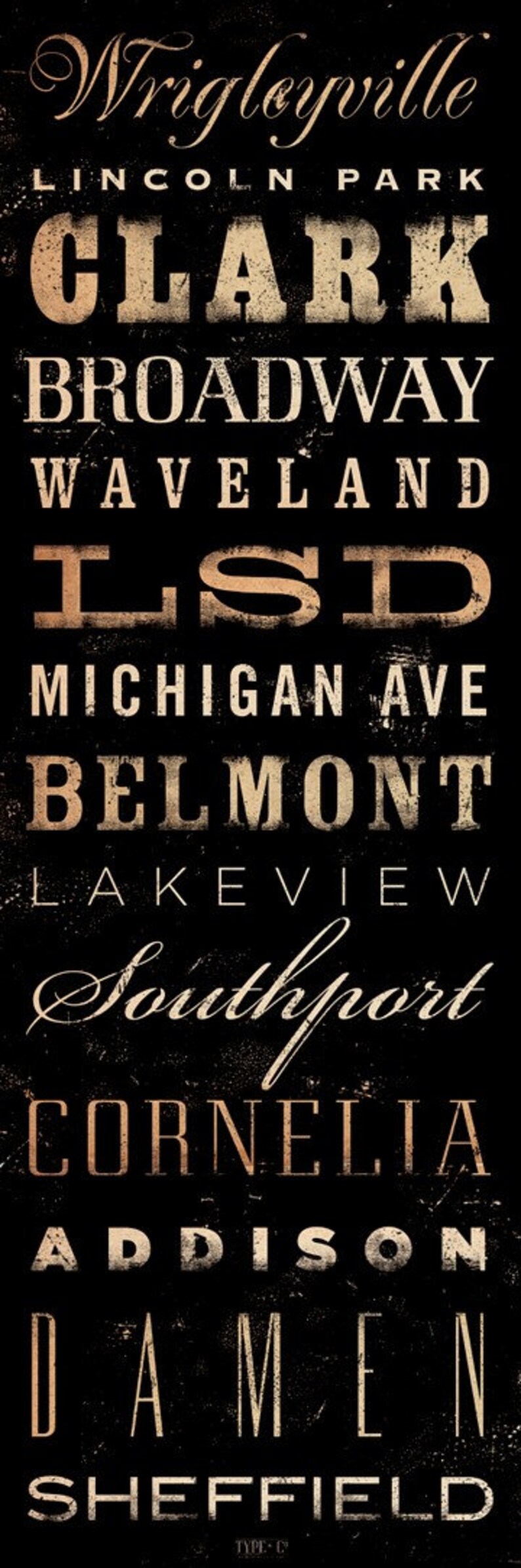 Chicago Neighborhoods Canvas Typography Graphic Word Art on - Etsy