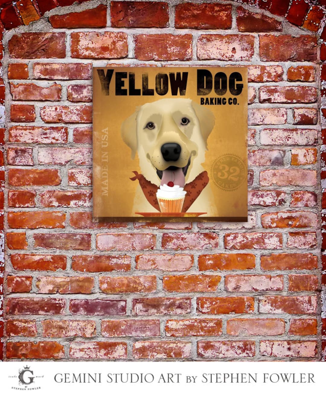 Yellow Dog, Lab, Labrador, Baking, Bakery, Cake, Cupcake, Baker, CANVAS ...