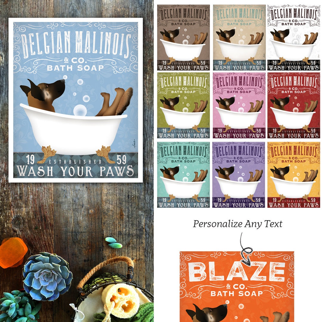 Belgian Malinois Dog Bath Soap Company Bathroom Washroom Giclee ...
