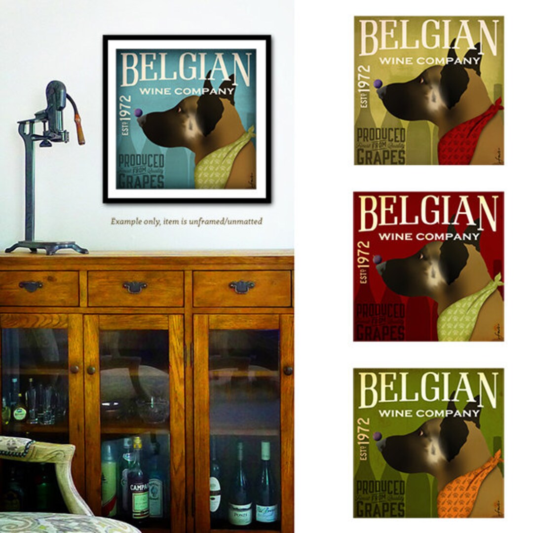 Belgian Malinois, Dog, Wine, Winery, Wino, Vineyards, Bar Art, Dog Art ...