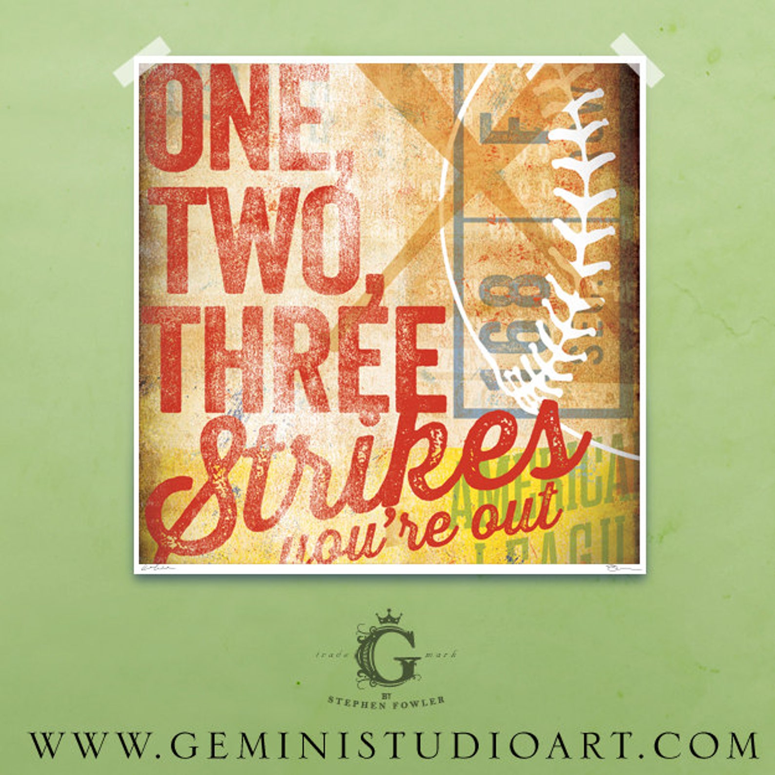 Three Strikes You're Out Baseball Art Giclee Archival Signed Artist's ...