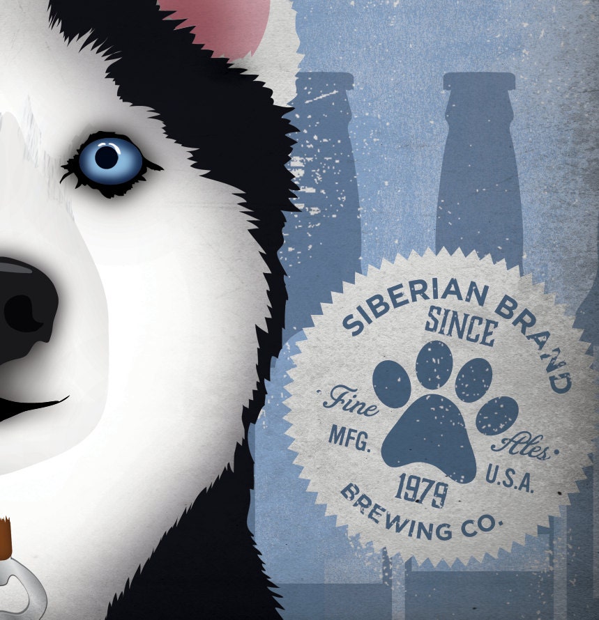 Siberian Husky Beer dog brewing Company original graphic | Etsy