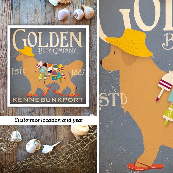 Golden retriever golden dog dog lover buoy nautical | Etsy