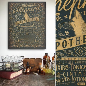 German Shepherd Apothecary Company Vintage Style Unframed Artwork by ...
