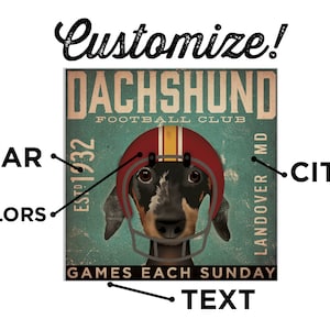 Football Sports Dog Dog Art Dog Lover Sports Fan Custom - Etsy