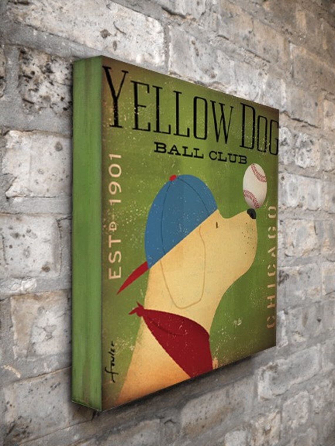 Yellow Dog Labrador Baseball Club Chicago Original Graphic Art - Etsy