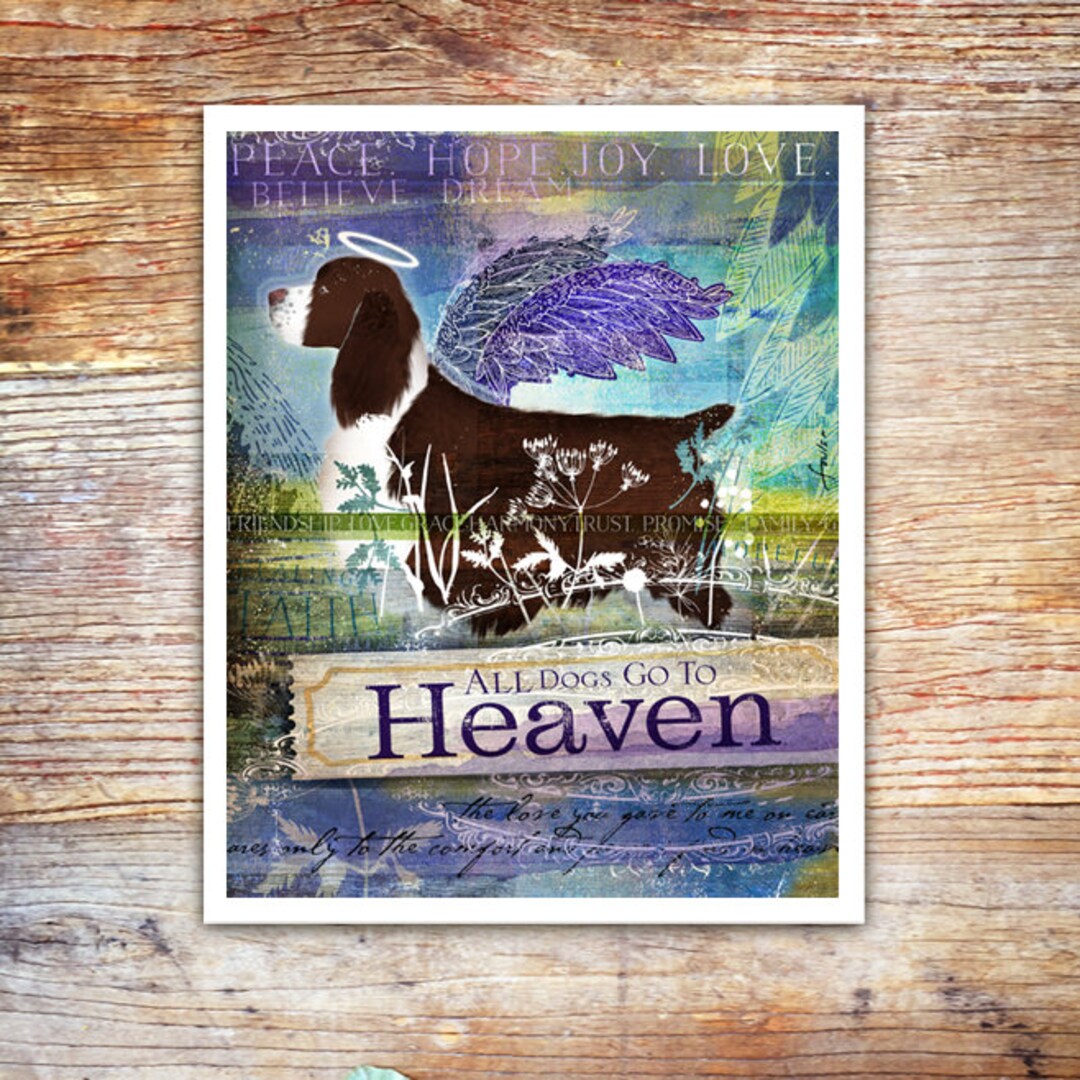 All Dogs Go to Heaven Springer Spaniel Artwork Giclee UNFRAMED Print by ...