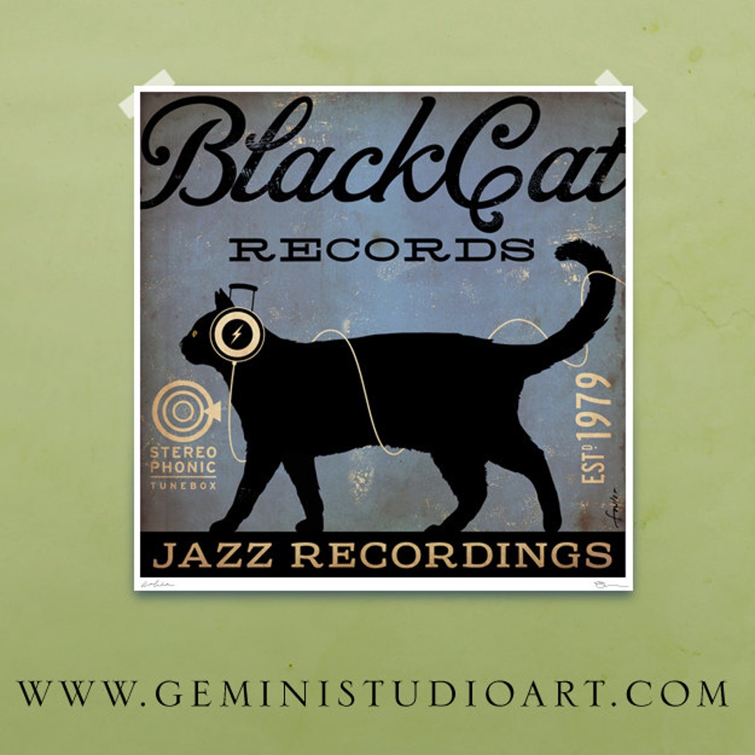 Black Cat Records Album Inspired Artwork Stereophonic Tunebox Graphic ...