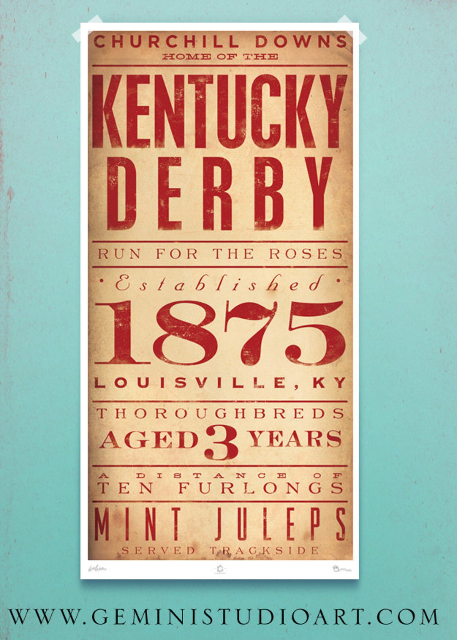 Kentucky Derby Typography Illustration Graphic Artwork Signed - Etsy