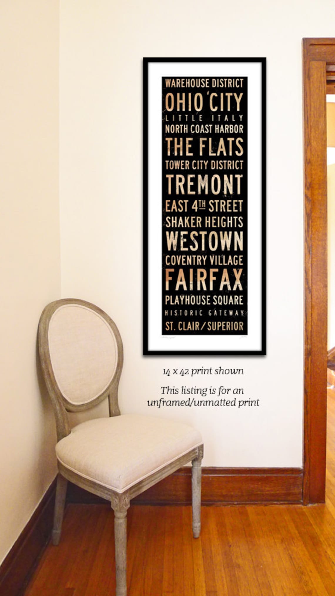 Cleveland Neighborhoods Graphic Typography Word Art Signed Archival ...
