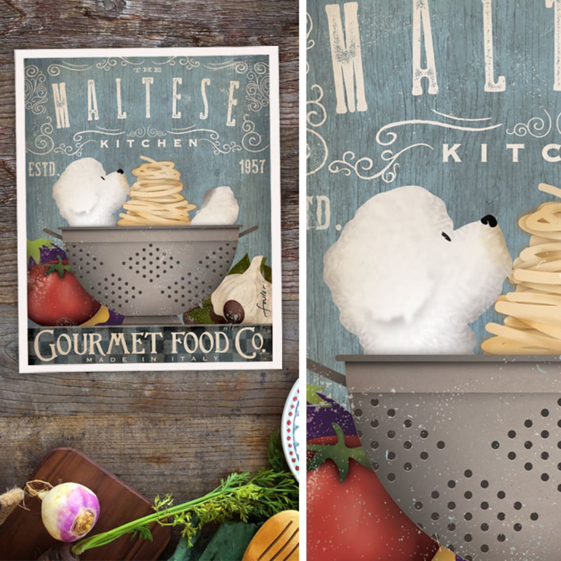 Maltese Dog Kitchen Art Kitchen Decor Dog Art Dog Lover | Etsy
