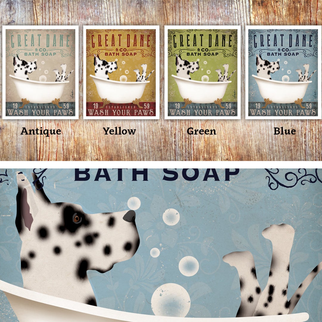 Great Dane Harlequin Dog Bath Soap Company Vintage Style Artwork by ...