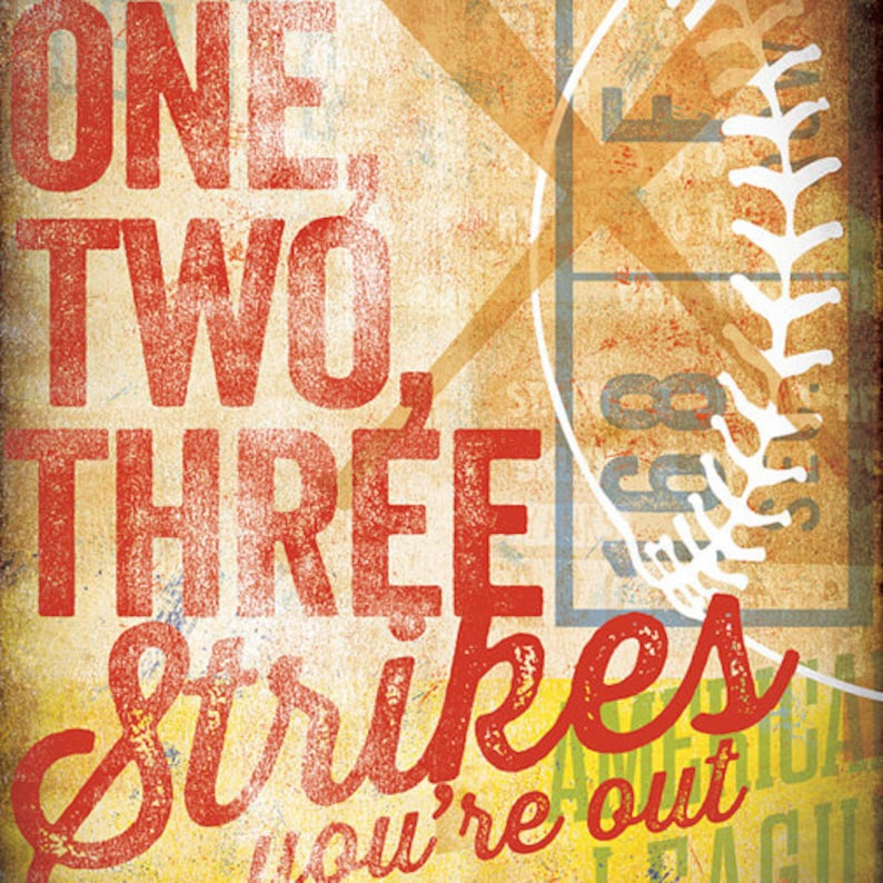 Three Strikes You're Out Baseball Art Giclee Archival - Etsy