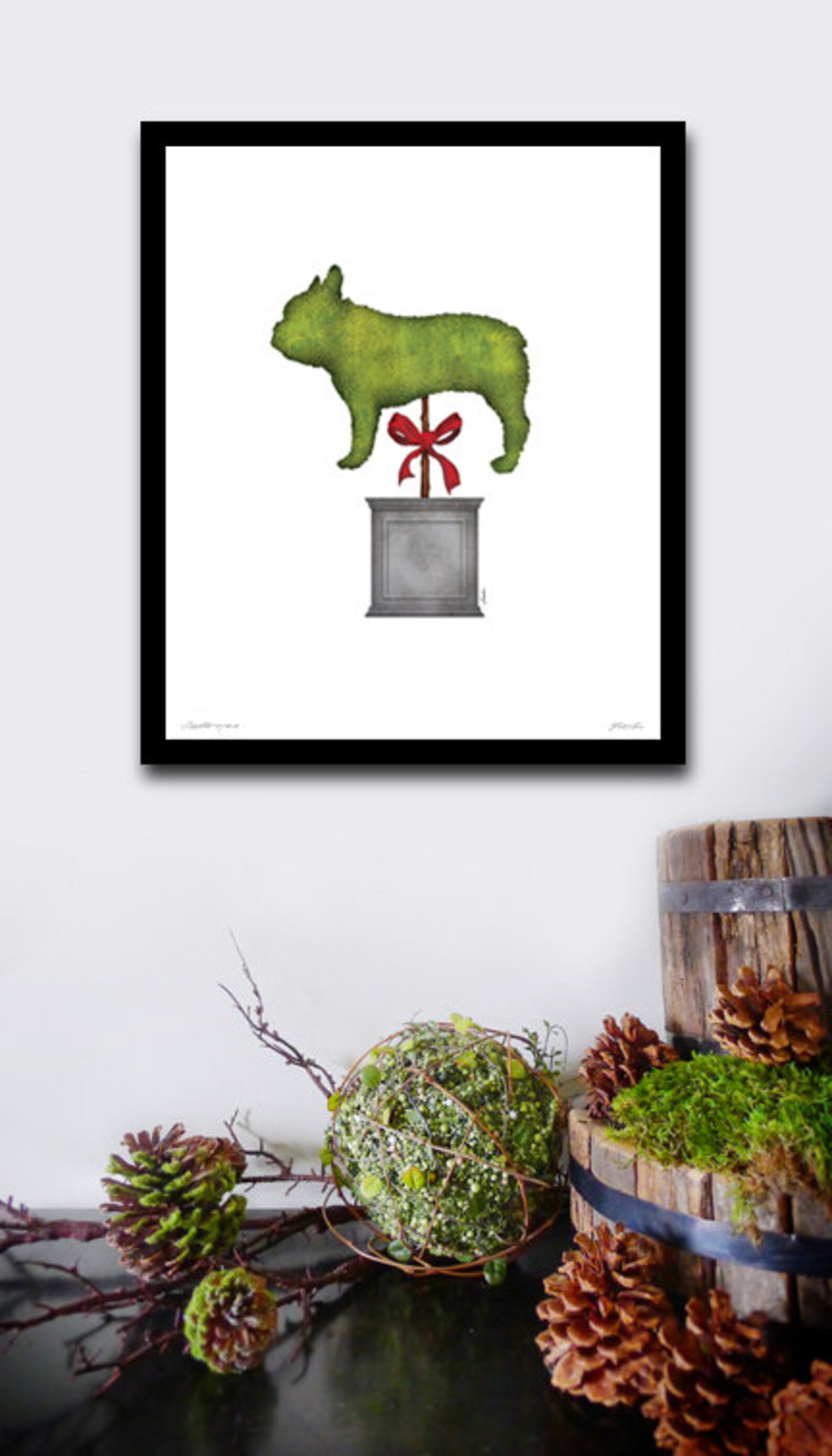 Frenchie French Bulldog Topiary Dog Garden Artwork Illustration by ...