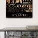 Atlanta Georgia Neighborhoods Typography Graphic Art on Gallery Wrapped ...