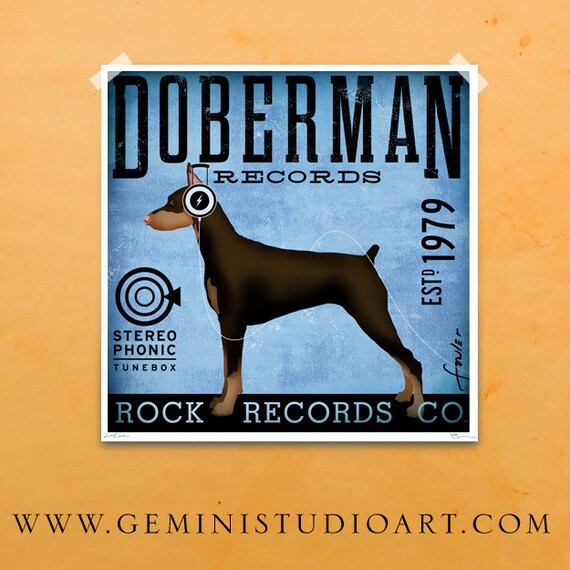 Doberman Records Album Style Artwork Original Illustration | Etsy