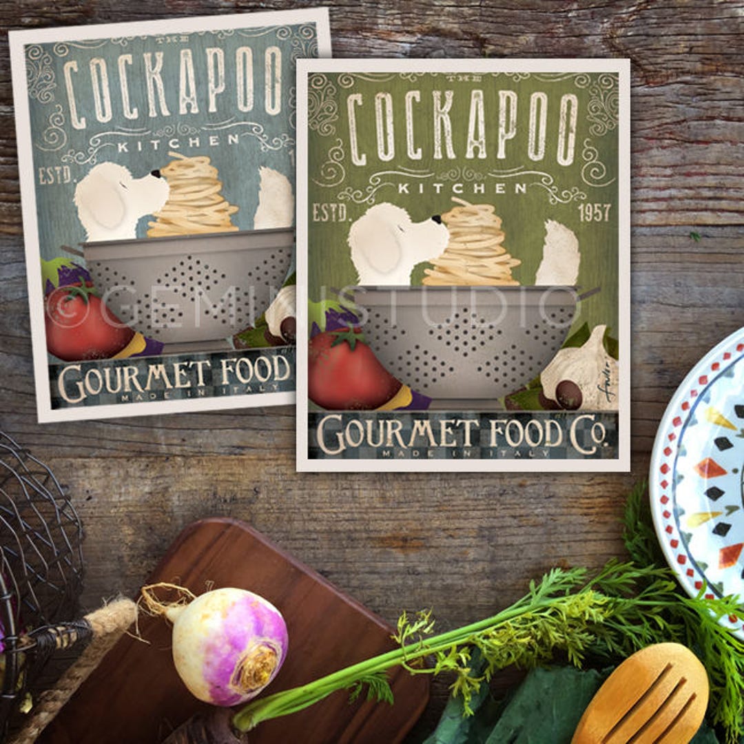 Cockapoo Dog Kitchen Artwork Chef Cooking Dog Illustration in Art ...