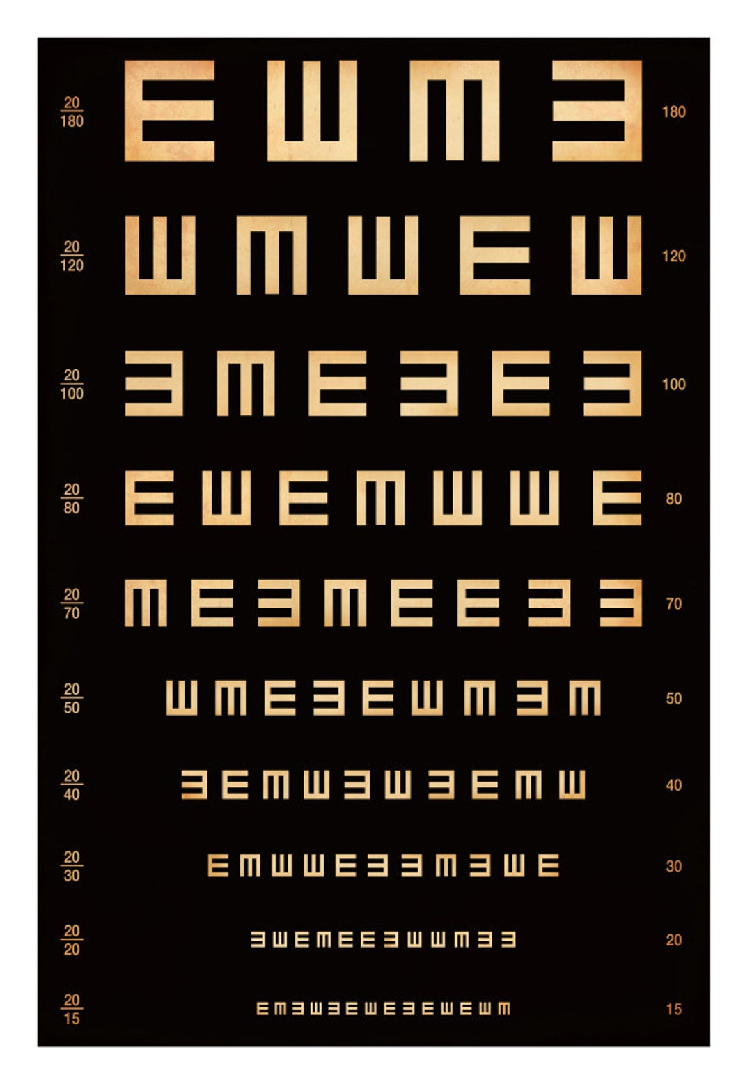 Tumbling E EYE Exam Chart Vintage Style Graphic Artwork Giclee Archival ...