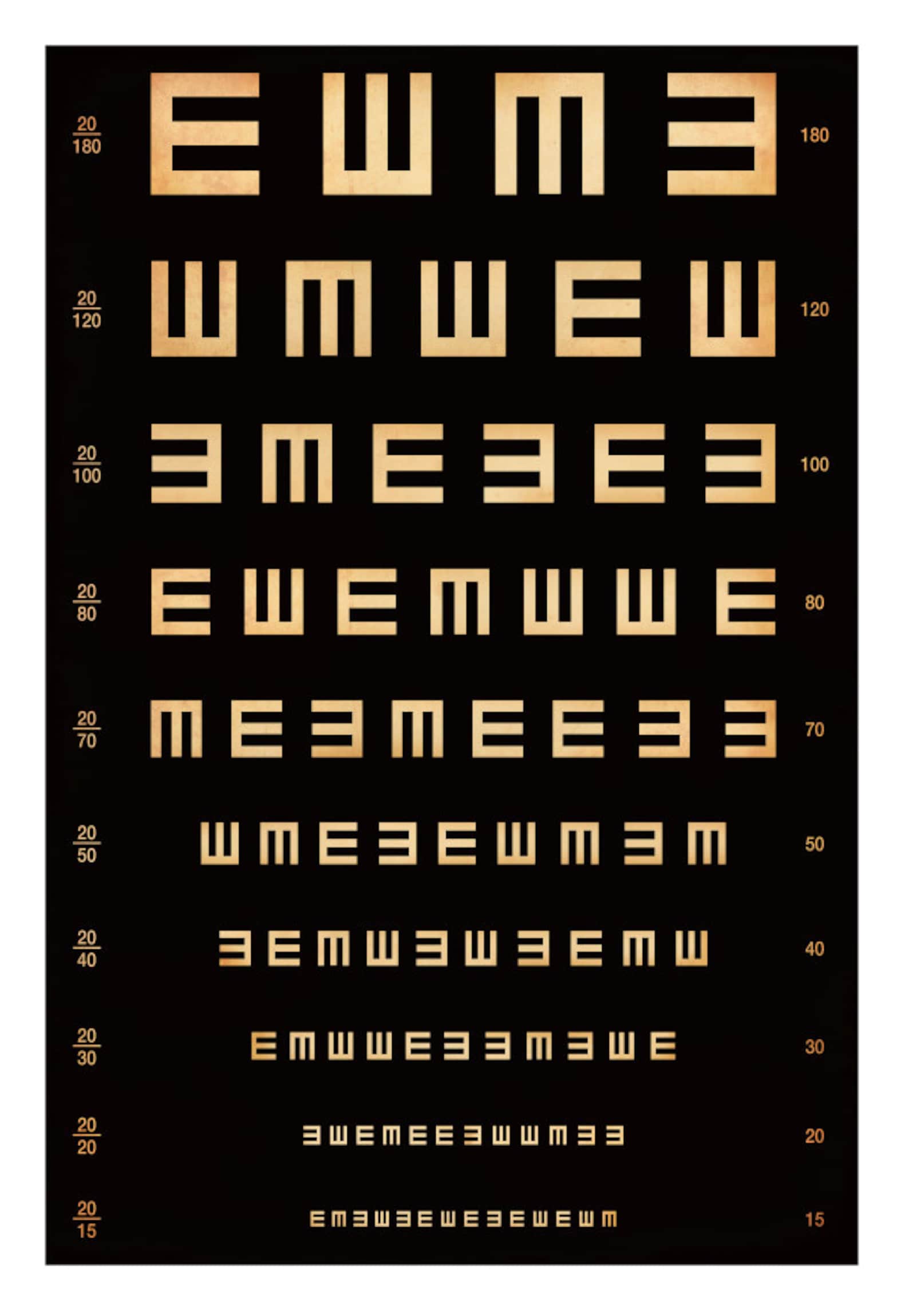 Tumbling E EYE Exam Chart Vintage Style Graphic Artwork Giclee Archival ...