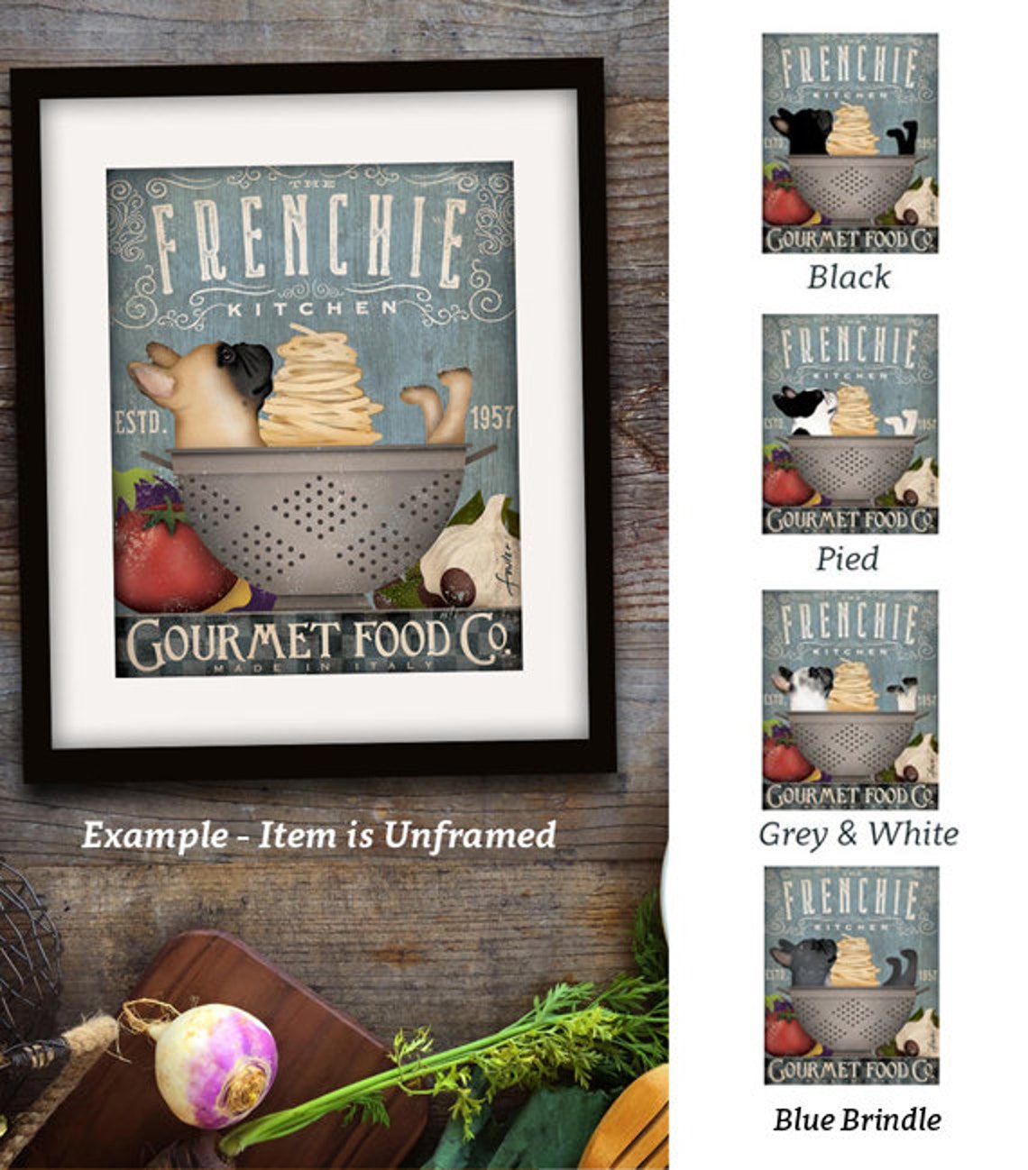 Frenchie French Bulldog Dog Kitchen Artwork Chef Cooking Dog - Etsy