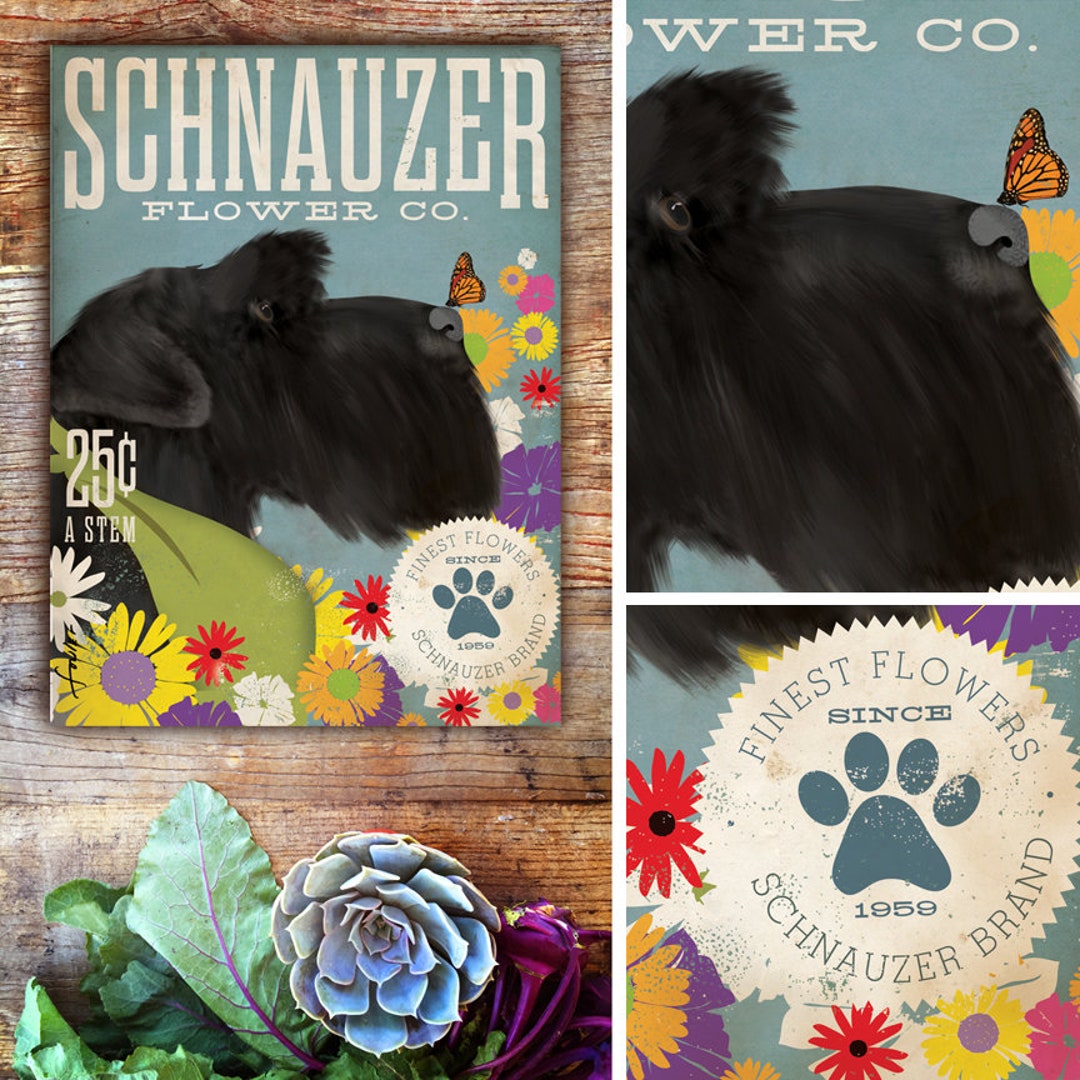 Schnauzer Flower Dog Florist Floral Company Graphic Illustration on ...