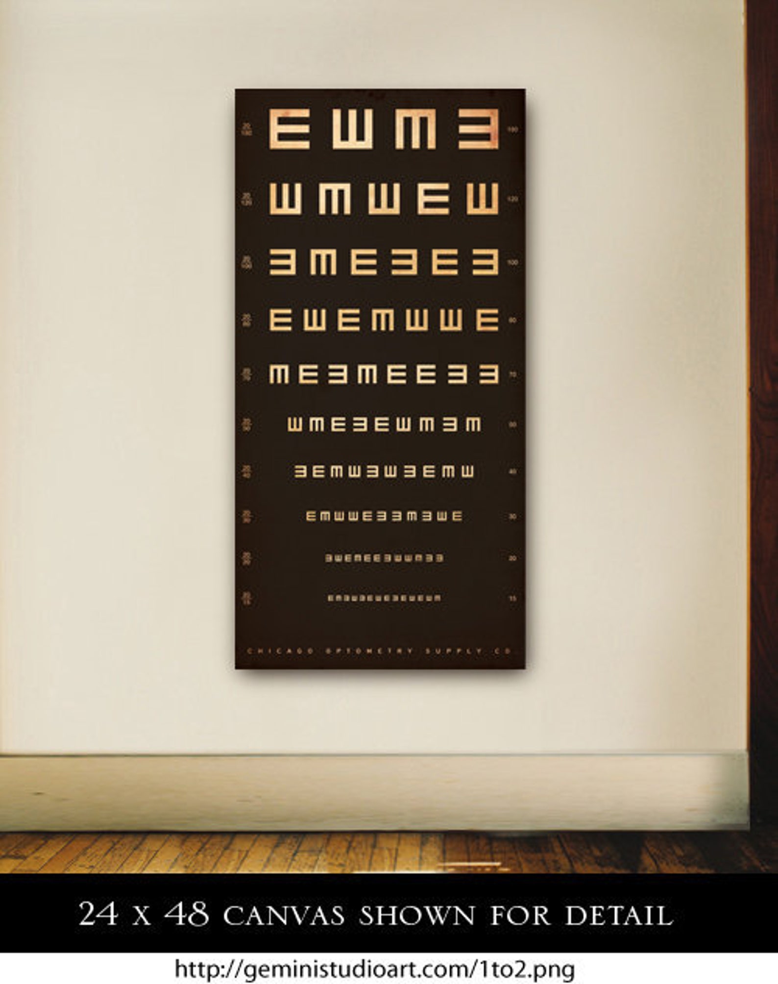 Tumbling E EYE Exam Chart Vintage Style Graphic Artwork on - Etsy