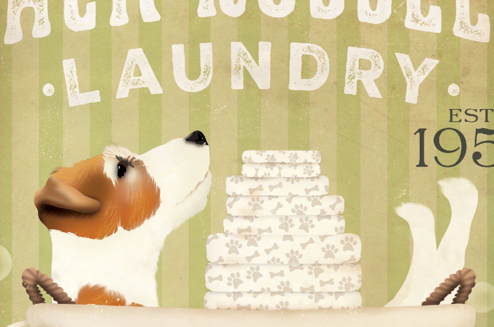 Jack Russell Terrier Dog Laundry Basket Company Laundry Room Artwork ...