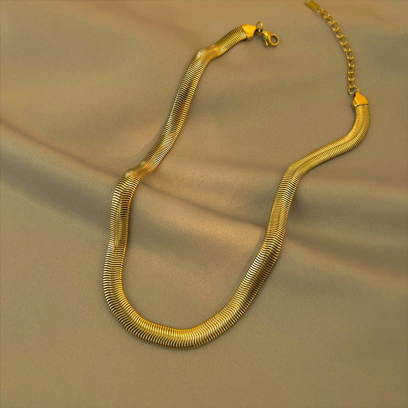 Gold Filled Fishbone Chain Necklace, 18K Gold Necklace, Stainless Steel ...
