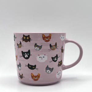 Cats Coffee Mug, Pink Ceramic Tea Cup, Gift for Cat Lovers - Etsy