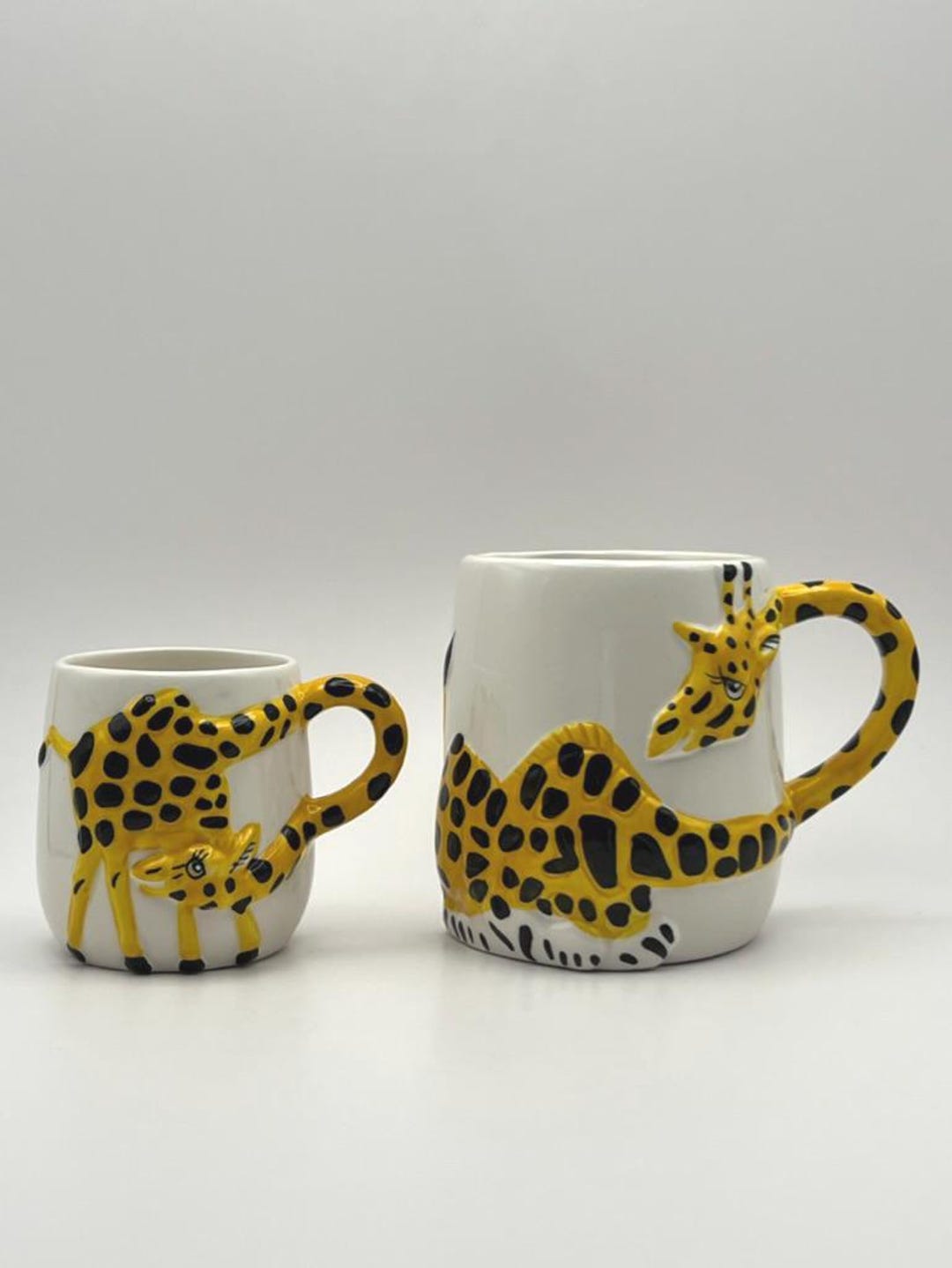 Hand-painted Giraffe Coffee Mug Set, Ceramic Parent and Child Mugs - Etsy