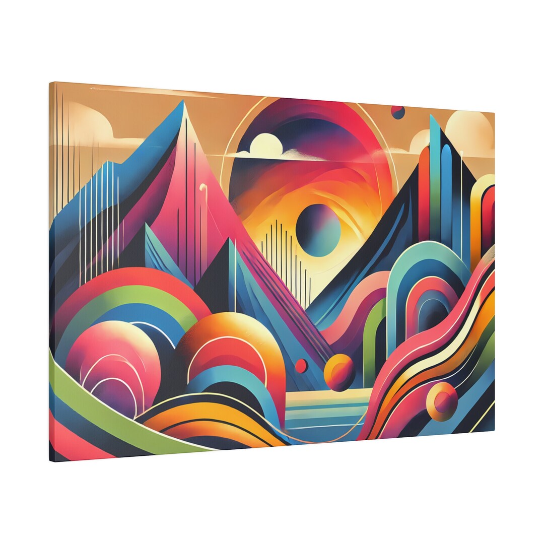 Colorful Abstract Mountains and Sunset Canvas Vibrant Landscape Art - Etsy