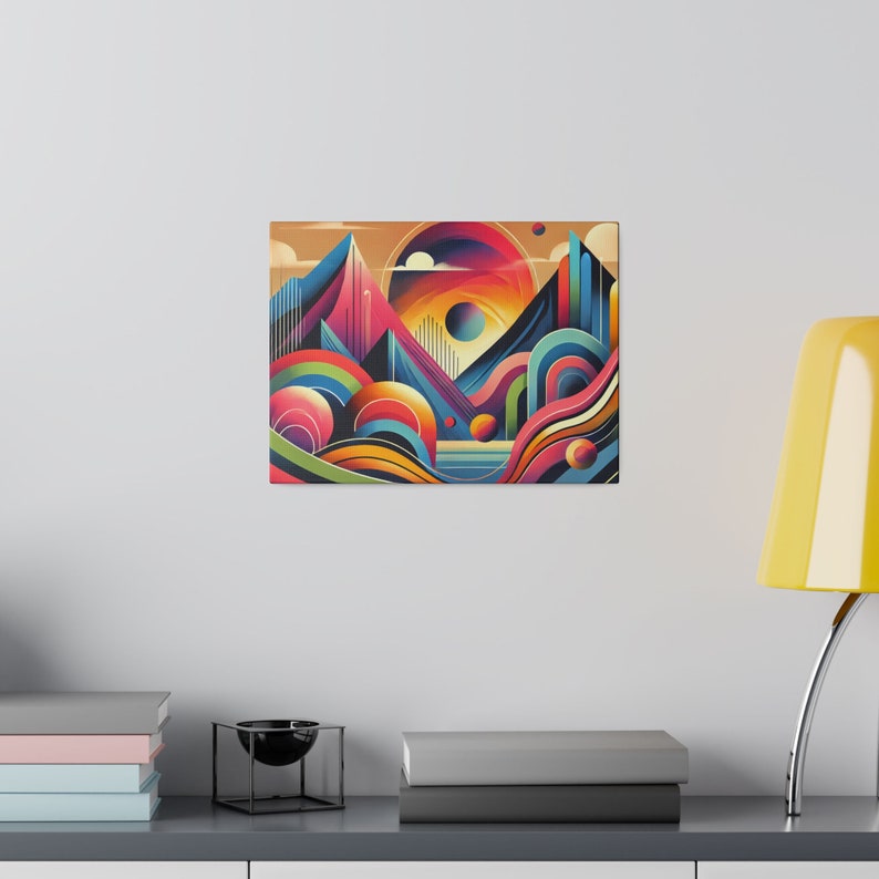 Colorful Abstract Mountains and Sunset Canvas Vibrant Landscape Art - Etsy