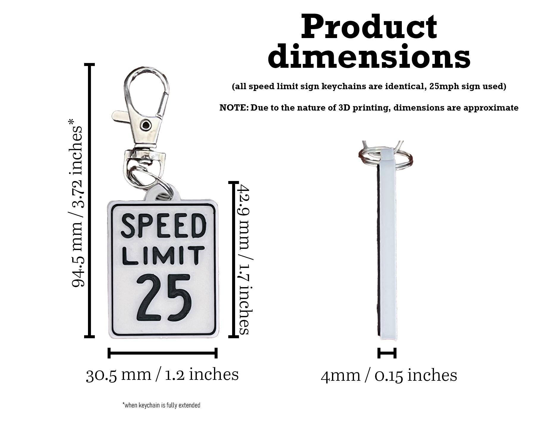 Speed Limit Signs Classic Collection 3D Printed Key Chains - Etsy