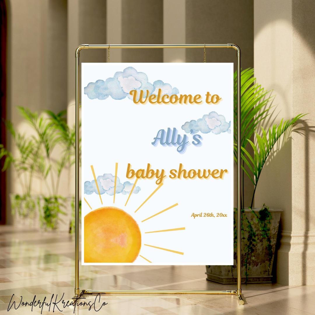 Editable Baby Shower Welcome Sign Template-- Here Comes the Son - Etsy