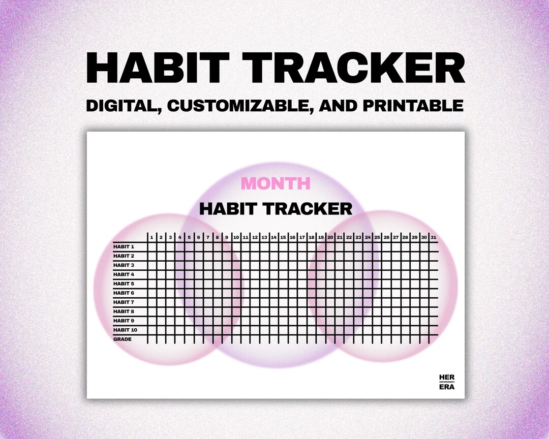 Habit Tracker Template for Self-improvement Organization Digital ...