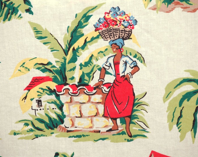 Vintage 1940s Fabric - Cuban Theme.....almost 8 Yards - Etsy